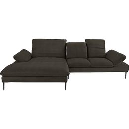 W.Schillig Ecksofa &raquo;enjoy&MORE, Designsofa, elegant und bequem, L-Form&laquo; Sitztiefenverstellung, F&uuml;&szlig;e schwarz pulverbeschichtet, Breite 310 cm gr&uuml;n 
