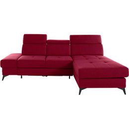Home Affaire Ecksofa &raquo;Cardiz L-Form&laquo; inkl.Kopfteilverstellung und Federkern wahlweise mit Bettfunktion rot Webstoff (100% Polyester);Luxus-Microfaser 