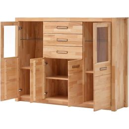 MCA living Highboard &raquo;Fenja Schrank, Hochschrank, Hochkommode, Breite 163 cm&laquo; Set, 1 St&uuml;ck, 1 Stk. tlg. Massivholz, 3 Schubk&auml;sten, 4 T&uuml;ren, Made in 