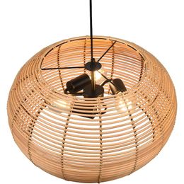 Trio Leuchten Pendelleuchte &raquo;Inga&laquo; E27 1 Stk. warmwei&szlig; - kaltwei&szlig; H&auml;ngelampe Rattan in Korbgeflecht Optik, exkl 3xE27, h&ouml;henverstellbar beige