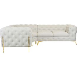 Home Affaire Chesterfield-Sofa &raquo;Amaury L-Form&laquo; moderne Chersterfield-Optik, Breite 262 cm, Fu&szlig;farbe w&auml;hlbar beige Struktur (100% Polyester);Samtoptik 