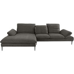 W.Schillig Ecksofa &raquo;enjoy&MORE, Designsofa, bequem, zeitlos und elegant, L-Form&laquo; Sitztiefenverstellung, F&uuml;&szlig;e schwarz pulverbeschichtet, Breite 340 cm 