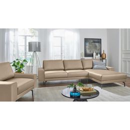 Creation BY ROLF BENZ Ecksofa &raquo;CR.450, Designecksofa, L-Form&laquo; Armlehne breit und niedrig, Alugussf&uuml;&szlig;e in umbragrau, Breite 274 cm beige Luxus-