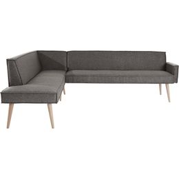 exxpo - sofa fashion Eckbank &raquo;Lungo, moderne Kedernaht, bequem und elegant, hoher Holzfu&szlig;&laquo; hochwertige Detailverarbeitung, frei im Raum stellbar grau 