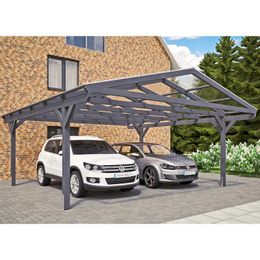 Skan Holz Doppelcarport &raquo;Westerwald&laquo; Leimholz 534 cm dunkelgrau grau