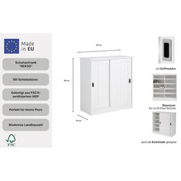Home Affaire Schuhschrank &raquo;Nekso&laquo; Breite 83 cm, aus MDF oder Massivholz, FSC -zertifiziert wei&szlig;