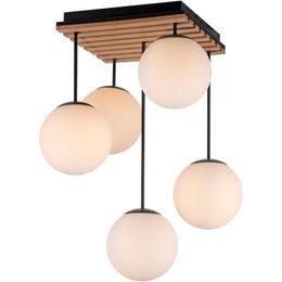 OTTO home Deckenleuchte &raquo;Evinnia Akustikpaneele mit Glaskugeln&laquo; E14 Warmwei&szlig; Holz, Akustik, Paneele, Glas, Deckenlampe E14 wei&szlig;