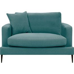 Home Affaire Sessel &raquo;Cozy Loungesessel, Designersessel, Ma&szlig;e B/T/H: 91/97/80 cm&laquo; mit Metallbeinen und Zierkissen blau Samtoptik (100% Polyester);