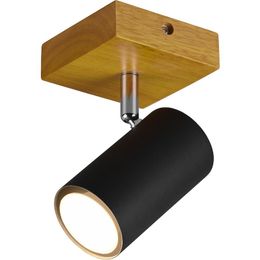 Trio Leuchten Deckenspot &raquo;Marley&laquo; GU10 1 Stk. Wand-und Deckenmontage per Stecker o. Fest-Anschluss, Holz Baldachin schwarz