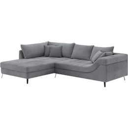 Ecksofa &raquo;Portofino L-Form&laquo; 4 Bezugsqualit&auml;ten, 13,5 cm hohe Metall-Profilf&uuml;&szlig;e in matt-schwarz grau Novaclean Avanti (100% Polyester)