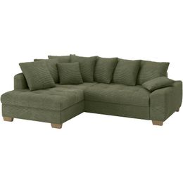 Ecksofa &raquo;Nikita II, L-Form&laquo; Wahlweise mit Bettfunktion & Bettkasten gr&uuml;n Stripes (92% Polyester / 8% Nylon)