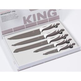 King Messer-Set Mit beschichteten Klingen grau Edelstahl