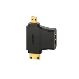 Hama HDMI-Adapter &raquo;HDMI -Adapter Typ-A-Kupplung-Typ C Mini-/D Micro-Stecker vergoldet&laquo; schwarz F&uuml;r Kameras und Handys mit HDMI -Eingang mit Typ-D (Micro)-