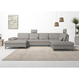 OTTO home Wohnlandschaft &raquo;Costello U-Form, B: 363 cm mit Sitztiefen-, Armteilverstellung &&laquo; 3 Nierenkissen, optional Bettfunktion & Bettkasten grau 