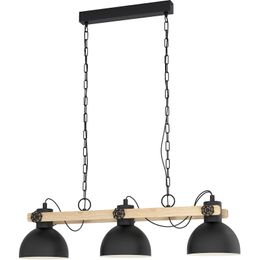 Eglo H&auml;ngeleuchte &raquo;LUBENHAM H&auml;ngelampe, Stahl und Holz, E27, IP20, Esszimmerlampe, Lampe&laquo; E27 H&auml;ngeleuchte, L90 x B20 x H110 cm, schwarz, braun, 3X28W