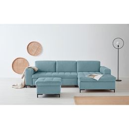 OTTO products Ecksofa &raquo;Grazzo, zeitlos & elegant, moderne Sitzheftung, Breite 266cm, L-Form&laquo; hochwertige Stoffe aus recyceltem Material, Steppung im 