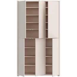 FORTE Schuhschrank &raquo;Alice Springs&laquo; B/H/T 109,2/191,9/34,9 cm, Stauraumschrank, Mehrzweckschrank, (B/H 109cm x 192cm), mit 16 B&ouml;den beige Spanplatte