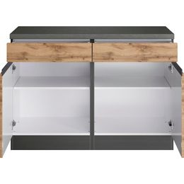 KOCHSTATION Unterschrank &raquo;KS-Riesa&laquo; Breite 120 cm, MDF-Fronten braun Holzwerkstoff