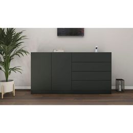 borchardt M&ouml;bel borchardt M&ouml;bel Sideboard &raquo;Vaasa, Kommode mit 2 T&uuml;ren und 4 Schubk&auml;sten auf Kugelf&uuml;hrungen&laquo; schwarz Holzwerkstoff