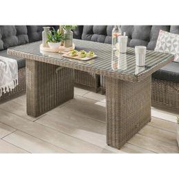 Destiny Garten-Essgruppe &raquo;PALMA&laquo; 2x Schenkel, 1x Eckmodul, 1x Singlemodul, 1x Tisch, inkl. Auflagen, 19 Stk. tlg. Aluminium, Polyrattan grau Obermaterial: 100