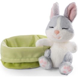 Nici Kuscheltier &raquo;Sleeping Pets, Hase grau/wei&szlig;, 12 cm&laquo; im K&ouml;rbchen grau Kuscheltier