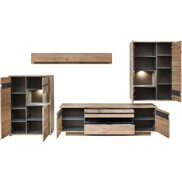 Innostyle Wohnwand &raquo;BELLANO&laquo; Komplett-Set, 4 Stk. tlg. braun Glas, Holzwerkstoff, MDF