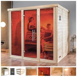 Weka Sauna &raquo;Kemi Panorama&laquo; 7,5 kW Bio-Ofen mit ext. Steuerung beige