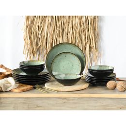 Creatable Teller-Set &raquo;Jawa, Tellerset 18-tlg&laquo; Reaktivglasur gr&uuml;n Steinzeug