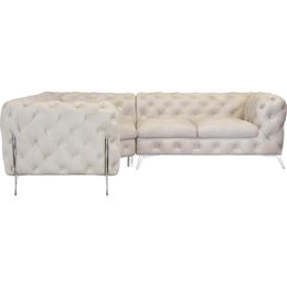Home Affaire Chesterfield-Sofa &raquo;Amaury L-Form&laquo; moderne Chersterfield-Optik, Breite 262 cm, Fu&szlig;farbe w&auml;hlbar beige Struktur (100% Polyester);Samtoptik 