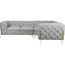 Home Affaire Chesterfield-Sofa &raquo;Amaury L-Form&laquo; moderne Chersterfield-Optik, Breite 262 cm, Fu&szlig;farbe w&auml;hlbar silber Struktur (100% Polyester);Samtoptik