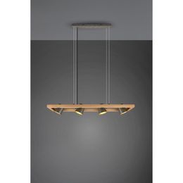 Trio Leuchten Pendelleuchte &raquo;Bell&laquo; E14 1 Stk. Warmwei&szlig; aus Holz mit Schirmen in Glocken-Design / Schirme nickel antik Optik grau