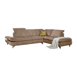 W.Schillig Ecksofa &raquo;taoo, elegant und zeitlos, bequem, L-Form&laquo; mit Sitziefenverstellung & Kopfteilverstellung braun Longlife fabric Velourgewebe S41 (