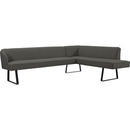 exxpo - sofa fashion Eckbank &raquo;Americano&laquo; mit Keder und Metallf&uuml;&szlig;en, Bezug in verschiedenen Qualit&auml;ten grau