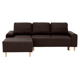 Home Affaire Ecksofa &raquo;Samu L-Form&laquo; wahlweise mit Bettfunktion und Bettkasten braun Microfaser PRIMABELLE (100% Polyester);Samtoptik (100% Polyester);