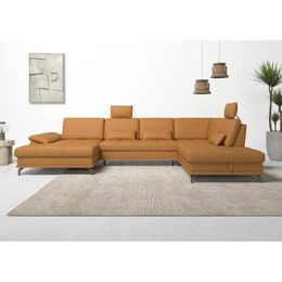 OTTO home Wohnlandschaft &raquo;Costello U-Form, B: 363 cm mit Sitztiefen-, Armteilverstellung &&laquo; 3 Nierenkissen, optional Bettfunktion & Bettkasten gelb 