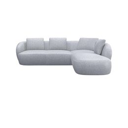 FLEXLUX Ecksofa &raquo;Torino, rund, L-Form, Sofa-Ecke mit Ottomane&laquo; Modernes, organisches Sofa-Design, Kaltschaum, Wellenunterfederung grau 100% Polyester