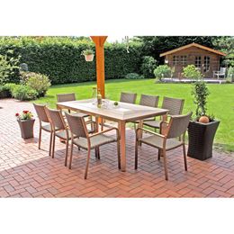 Garden Pleasure Garten-Essgruppe &raquo;FLORENCE&laquo; 9 Stk. tlg. stapelbar braun Aluminium, Kunststoff, Polyrattan