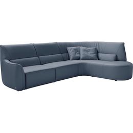 Egoitaliano Ecksofa &raquo;Puffy, extravagant & edel, Retro Designsofa, hoher Sitzkomfort, L-Form&laquo; mit Ottomane, wahlweise mit und ohne elektrischer Relaxfunktion grau 