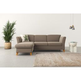 Home Affaire Ecksofa &raquo;Trelleborg L-Form&laquo; Federkern-Polsterung, wahlweise mit Bettfunktion und Bettkasten beige 100% Polyester