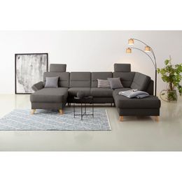 Home Affaire Wohnlandschaft &raquo;Westerland U-Form&laquo; Federkern, wahlweise Bettfunktion, Stauraum und Armlehn-Verstellung grau 98% Polyester 2% Polyamid