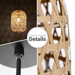 Paco Home Pendelleuchte &raquo;PUNU&laquo; E27 Bambus Pendelleuchte Boho Deckenlampe Korb H&auml;ngend Rustikal E27 Natur braun