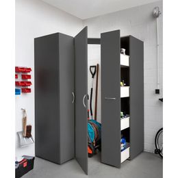 wimex Apothekerschrank &raquo;Multiraumkonzept, 30/54/185cm (B/T/H), Made in Germany&laquo; Schranksystem MRK, ger&auml;umiger Hochschrank mit 4 Schubladen grau Spanplatte