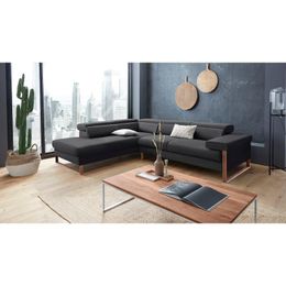 W.Schillig Ecksofa &raquo;finn, Designsofa mit tollem Sitzkomfort, bequem, L-Form&laquo; German Design Award 2016, Fu&szlig;gestell Nussbaum natur, Breite 281 cm 