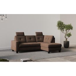 Home Affaire Ecksofa &raquo;Varese&laquo; wahlweise mit Bettfunktion und Bettkasten braun 100% Polyester