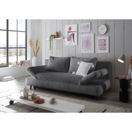 ED EXCITING DESIGN Schlafsofa &raquo;Sunny&laquo; mit Bettkasten, Armteilverstellung & 2 R&uuml;ckenkissen grau 100% Polyester