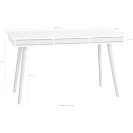 Schreibtisch &raquo;Mistral B&uuml;rotisch, Arbeitstisch, Tisch, Computertisch&laquo; Holzbeinen, B: 137,4 cm, Designm&ouml;bel wei&szlig;