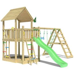 Jungle Gym Spielturm &raquo;Majesty&laquo; Spielanlage mit Schaukel, Kletterbock und Rutsche mit Wasseranschluss gr&uuml;n Holzwerkstoff