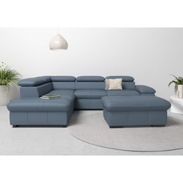 Home Affaire Ecksofa &raquo;Alberto L-Form&laquo; mit Kopfteilverstellung, wahlweise mit Bettfunktion blau Luxus-Microfaser Lederoptik (100% Polyester);Luxus-