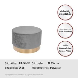 Kayoom Hocker &raquo;Nano 510, Hocker in stilvollem Design,weiche Schaumstoff-Sitzfl&auml;che&laquo; 1 Stk. tlg. Golz Akzente, mit pflegeleichtem Stoffbezug, gro&szlig;e runde Form