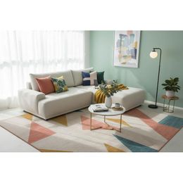 Trendmanufaktur Ecksofa &raquo;Fordon, Schlafsofa mit Bettkasten, Couch in L-Form, Breite 250 cm&laquo; in Struktur LUMOS, 3D-Effekt, sandgrau, Recamiere rechts 
